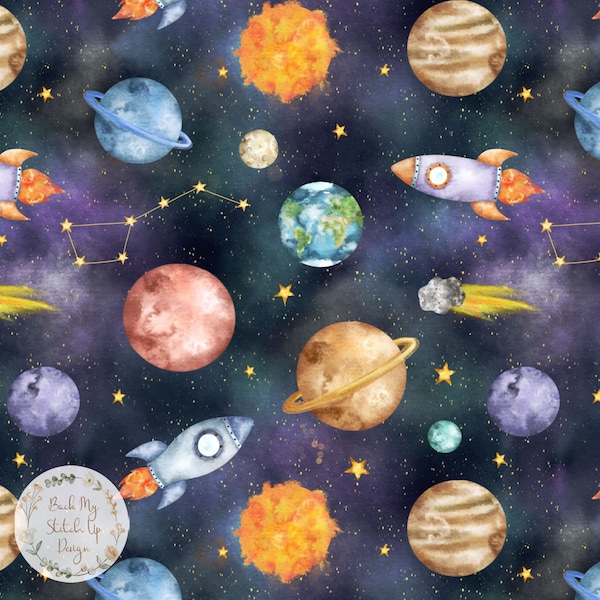 Planets Fabric - Etsy