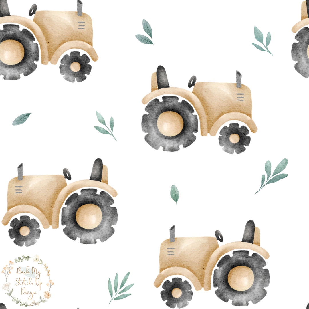Tractor Seamless Pattern, Cute Tractor Fabric Design, Kids Farm Digital ...