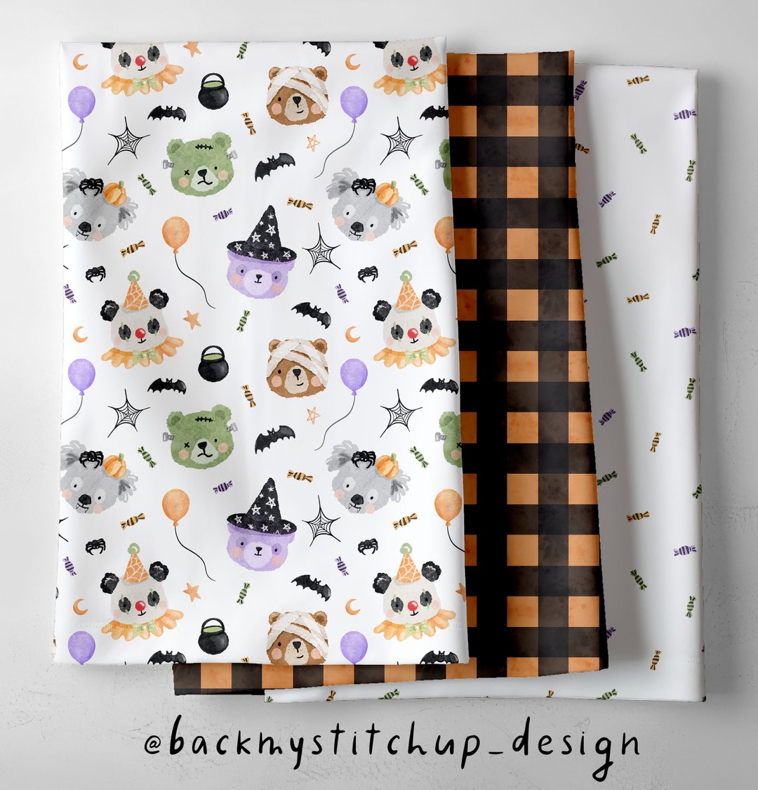 Set of 3 Halloween Coordinating Seamless Patterns | Halloween Bears ...