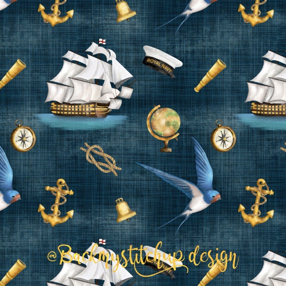 Royal Navy Fabric Design Military Ship Veteran Remembrance | Etsy