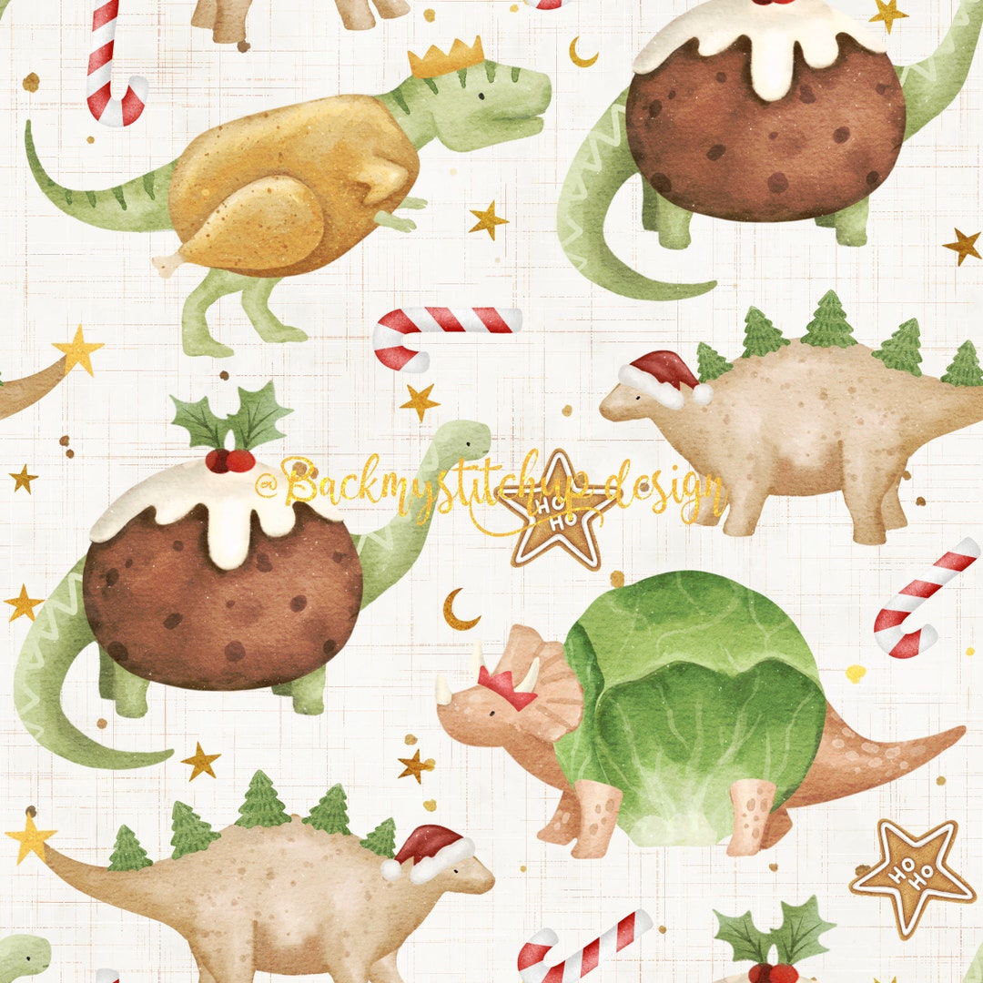 Christmas Dinosaurs Seamless Pattern Tile, Sprout Seamless File, Turkey ...