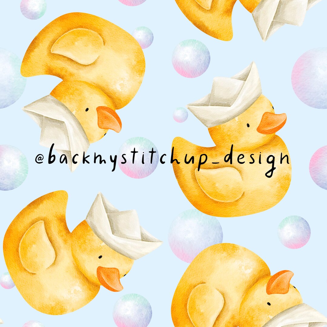 Cute Rubber Ducks Seamless Pattern, Watercolour Rubber Duckies and ...