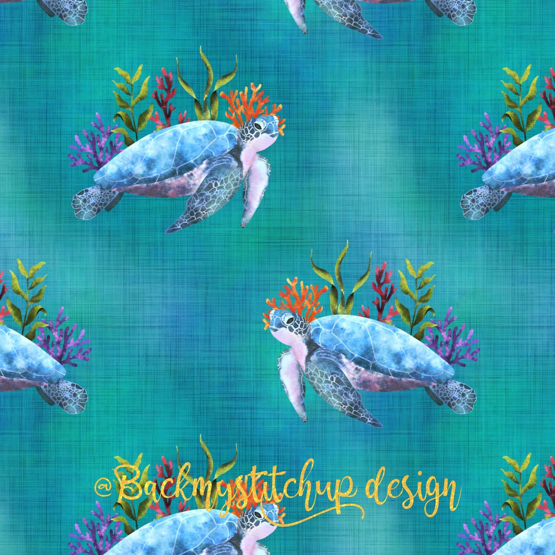 Sea Turtle Fabric Design, Sea-life Ocean Seamless Pattern Tile, Surface ...