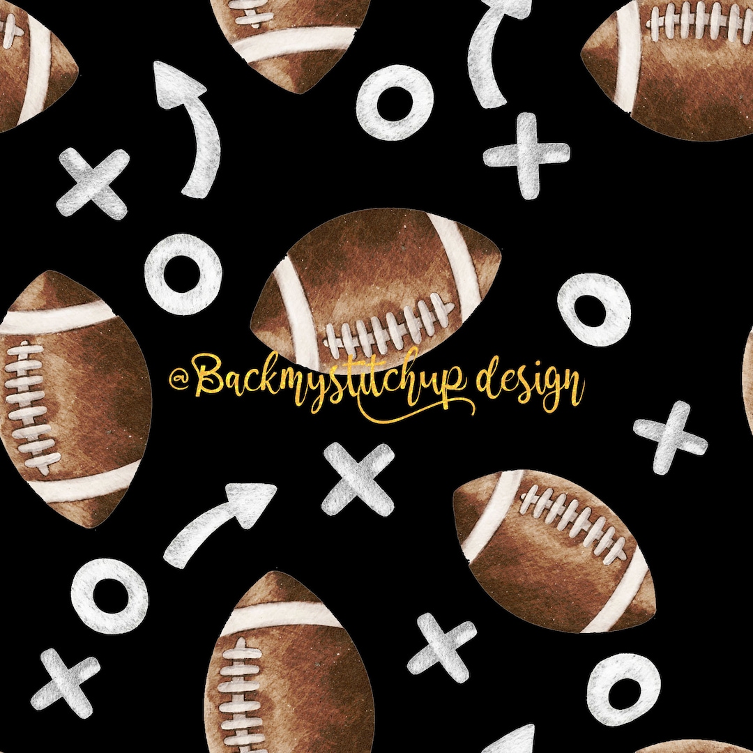 Black and White Football Seamless Pattern, Mono American Football ...