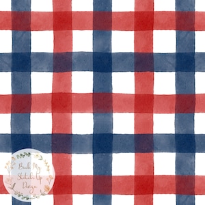 Red White and Blue Plaid Seamless File, Patriotic Gingham Plaid ...