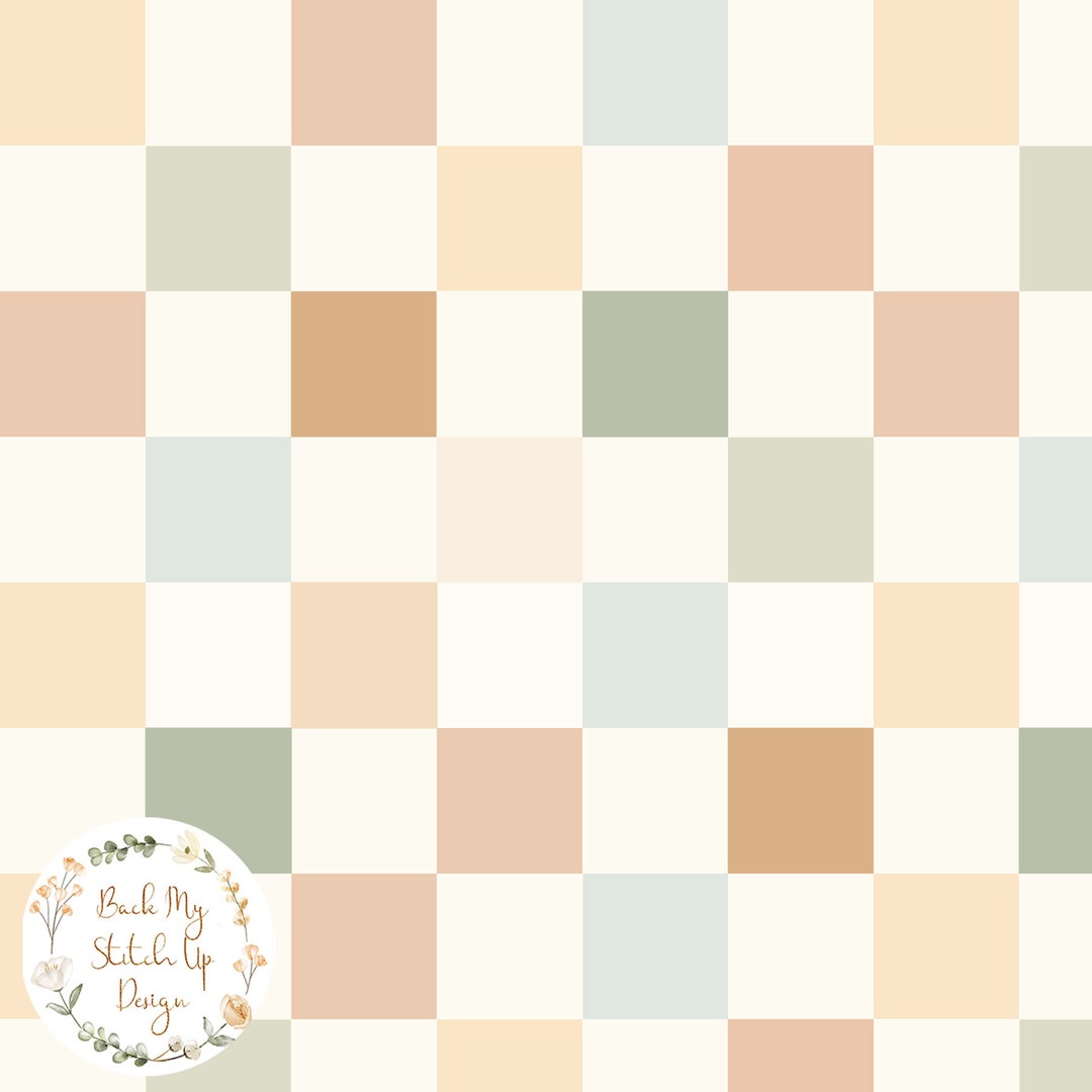 Boho Check Design, Pastel Check Seamless Pattern, Neutral Unisex Check ...