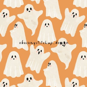 Set of 4 Halloween Coordinating Seamless Patterns, Ghosts Repeat ...