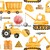 Girly Construction Seamless Pattern, Digger Tractor Builder Fabric ...