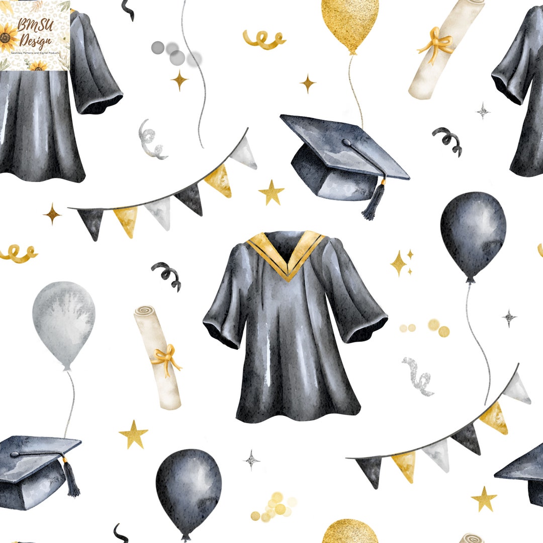 College Graduation Seamless Pattern, University Graduation Digital ...