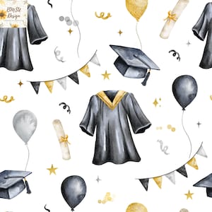 College Graduation Seamless Pattern, University Graduation Digital ...