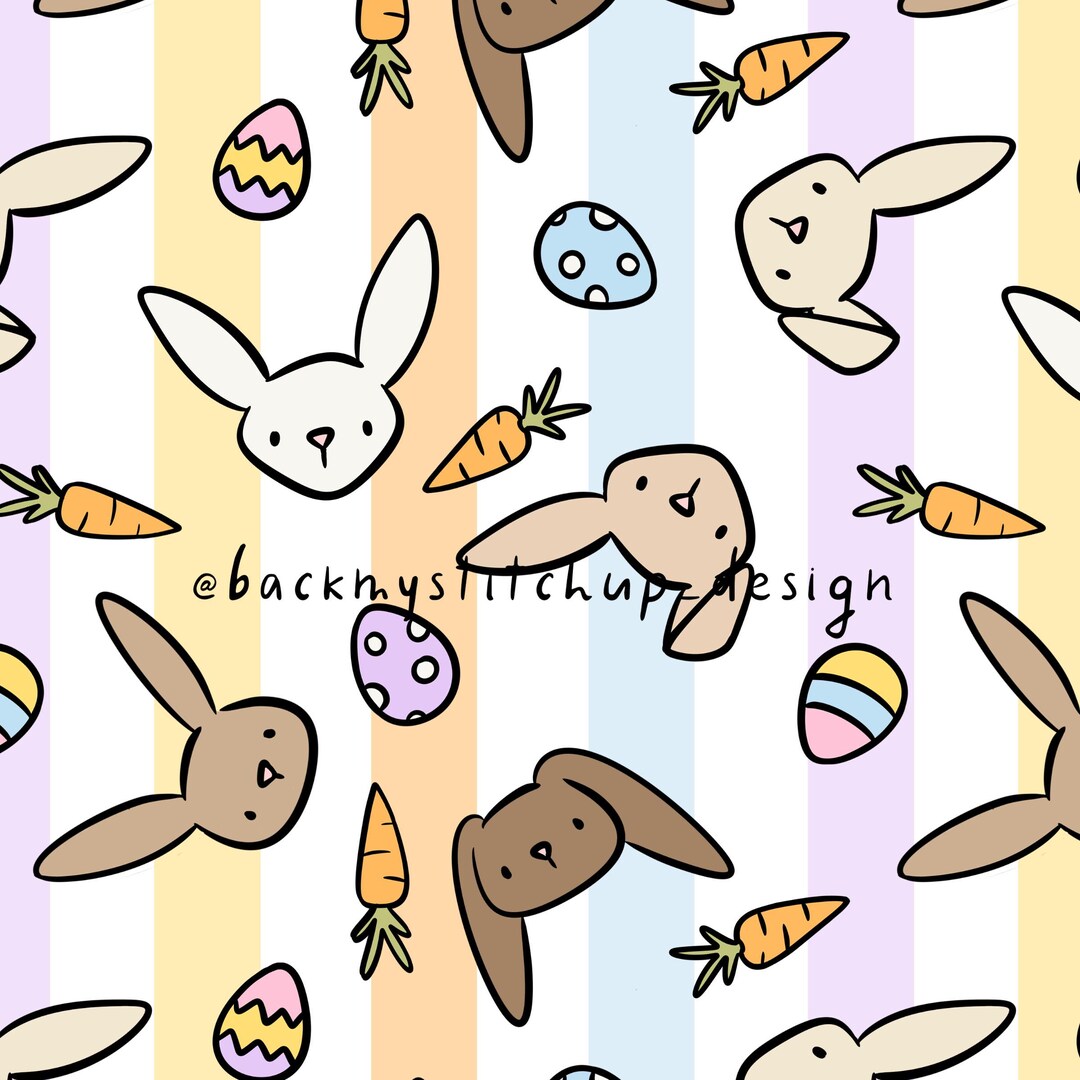 Easter Eggs and Bunnies Seamless Pattern, Spring Bunny Digital Surface ...