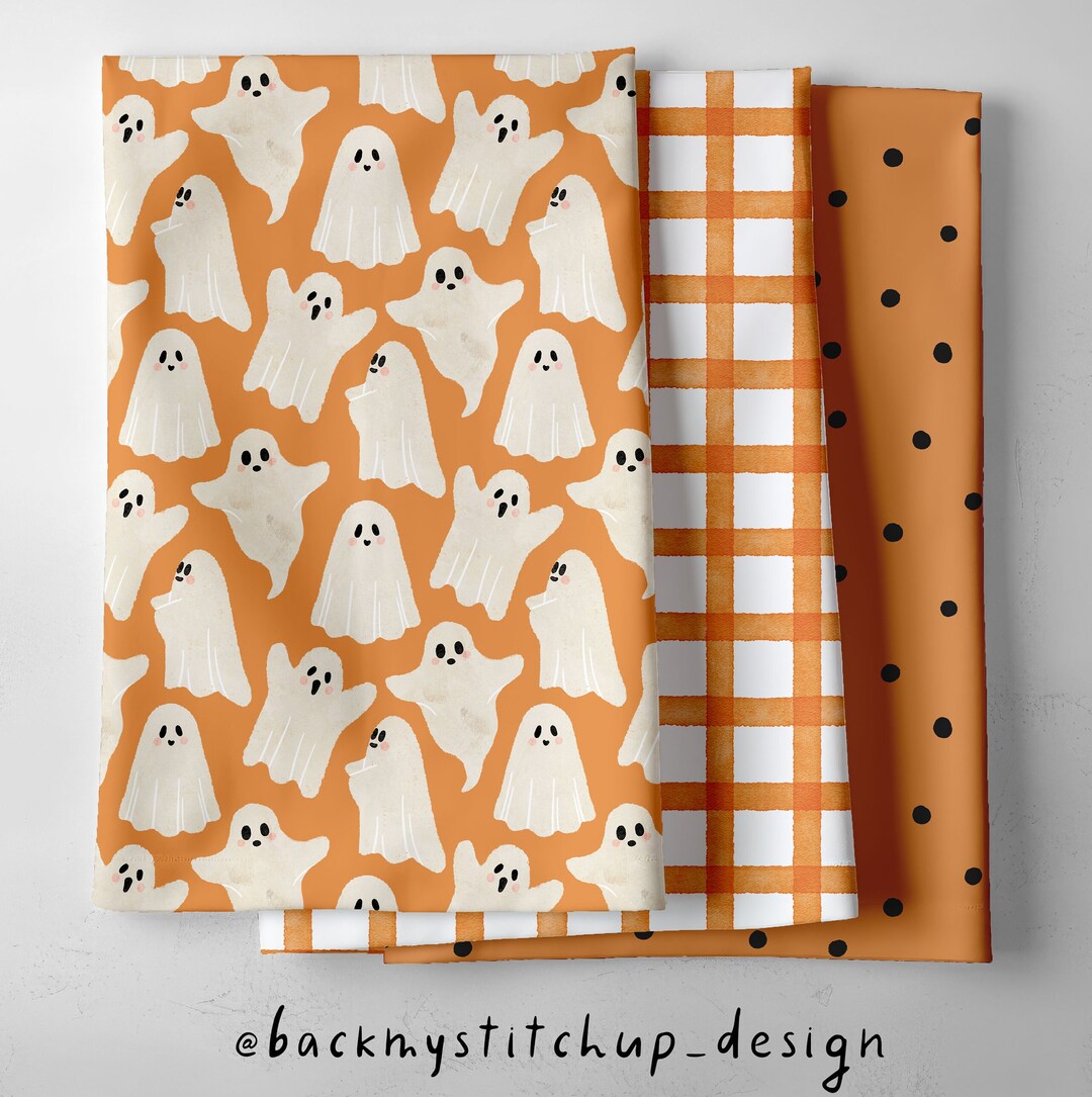 Set of 4 Halloween Coordinating Seamless Patterns, Ghosts Repeat ...
