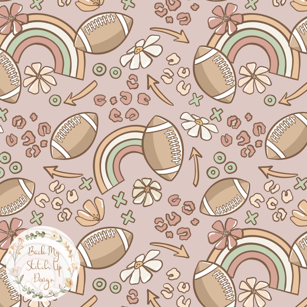 Girly Football Seamless Pattern, American Football Seamless Pattern ...
