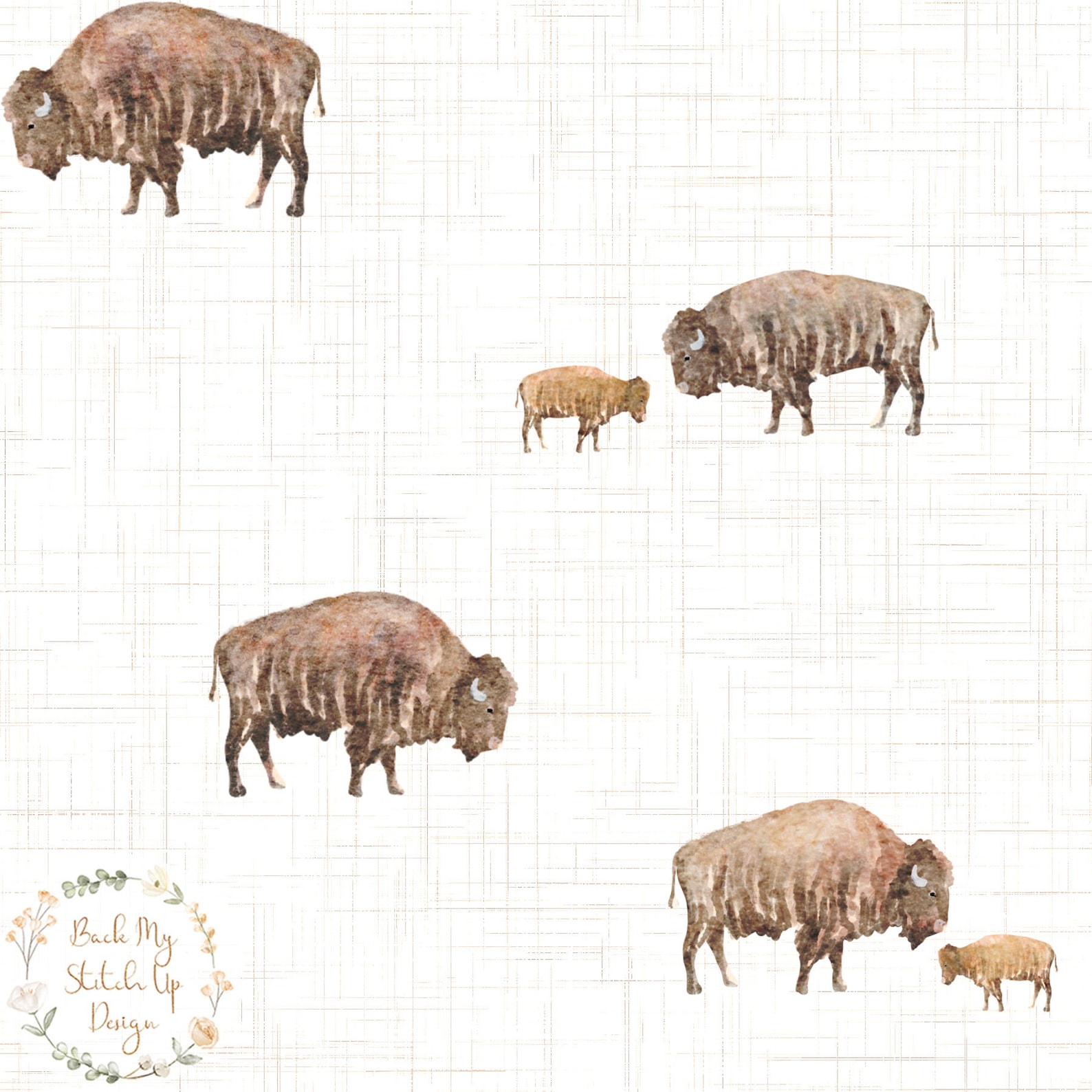 Watercolour Bison Seamless Pattern Simple Bison Fabric - Etsy