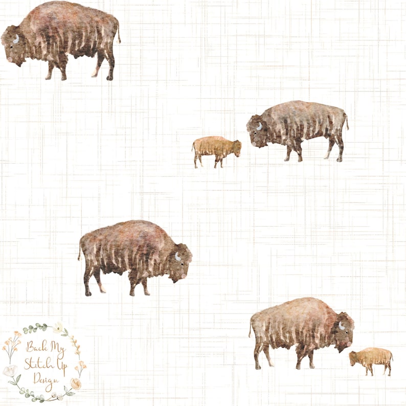 Watercolour Bison Seamless Pattern Simple Bison Fabric - Etsy