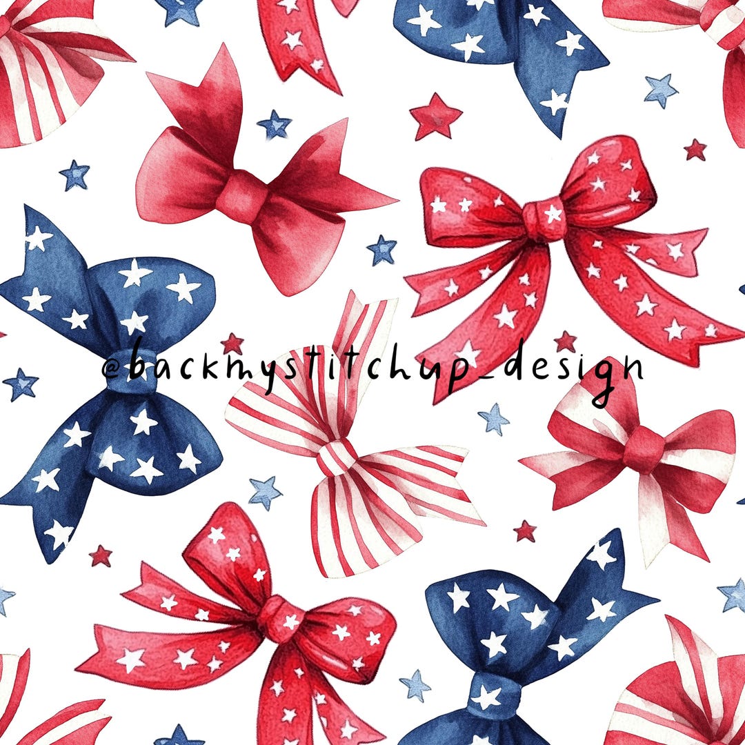 Fourth of July Coquette Bows Seamless Pattern | Independence Day 4th ...