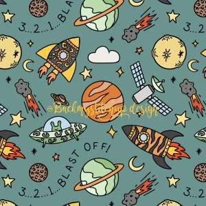 Space Digital Seamless Pattern Tile, Animal Print Rocket Ship Repeat ...