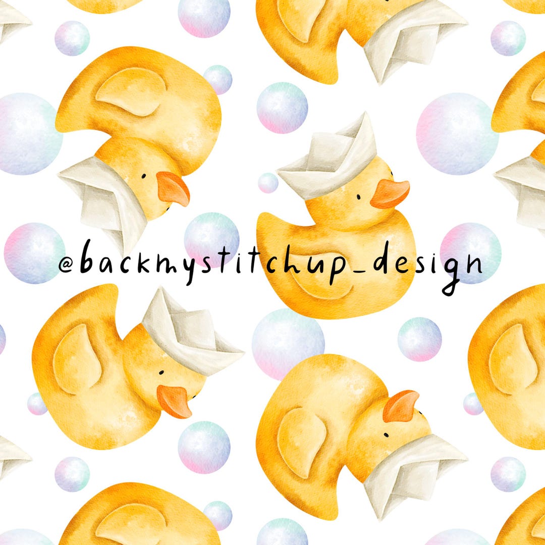 Cute Rubber Ducks Seamless Pattern, Watercolour Rubber Duckies and ...