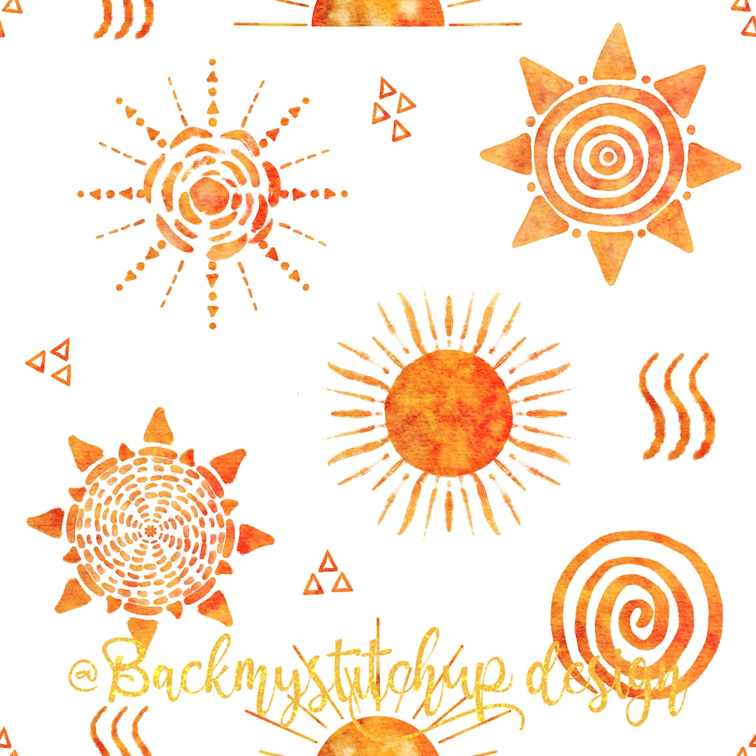 Boho Sun Seamless Pattern | Boho Sun Fabric Design | Summer Digital ...