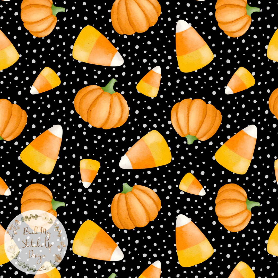 Candy Corn Seamless Pattern, Halloween Pumpkin Seamless Pattern, Candy ...