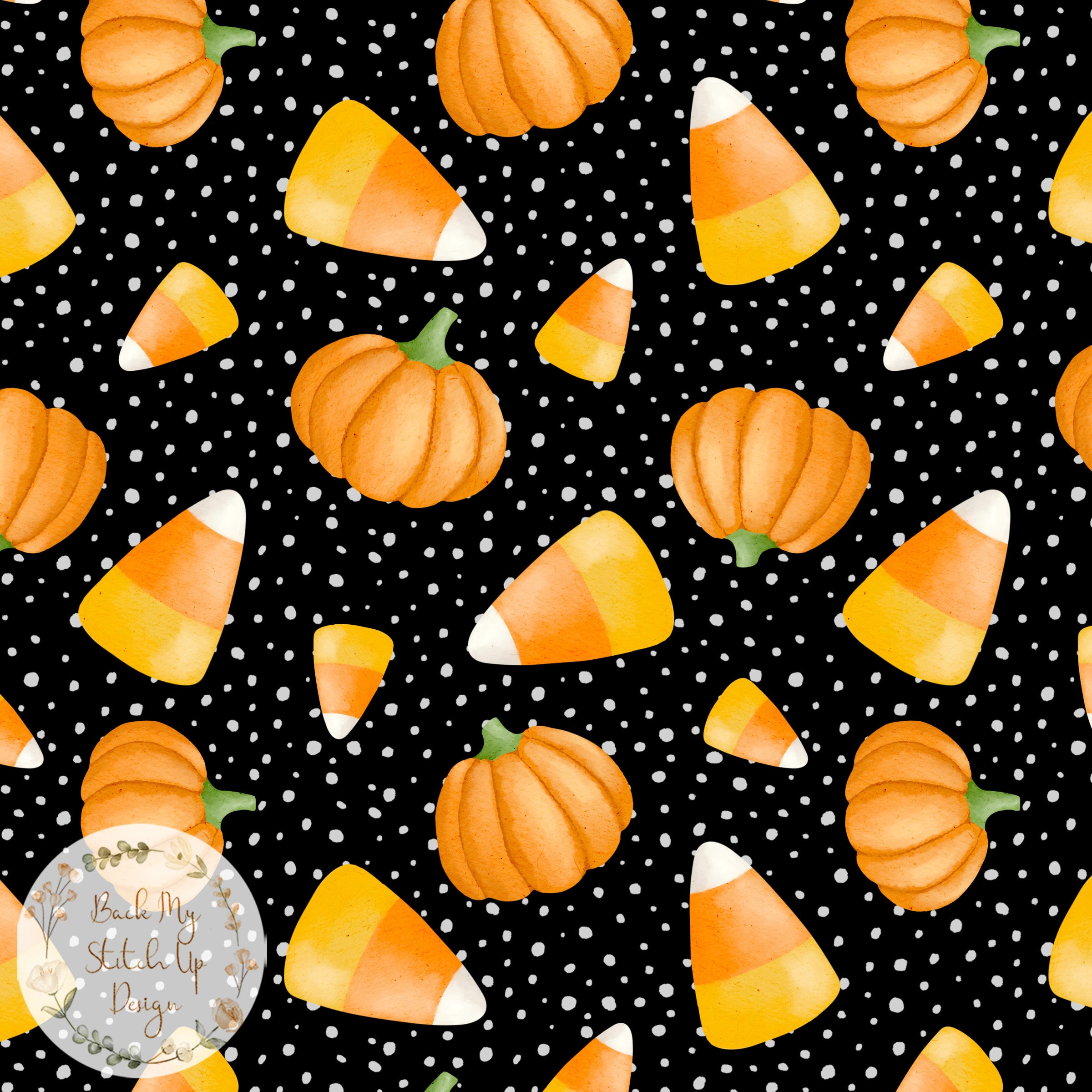Candy Corn Seamless Pattern, Halloween Pumpkin Seamless Pattern, Candy ...
