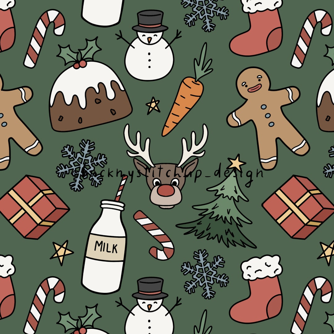Christmas Seamless Pattern, Christmas Digital File, Rudolph Reindeer ...