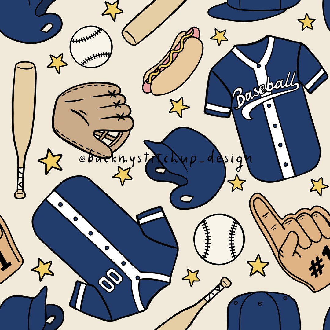 Multidirectional Baseball Seamless Pattern | Navy Blue Baseball Jersey ...