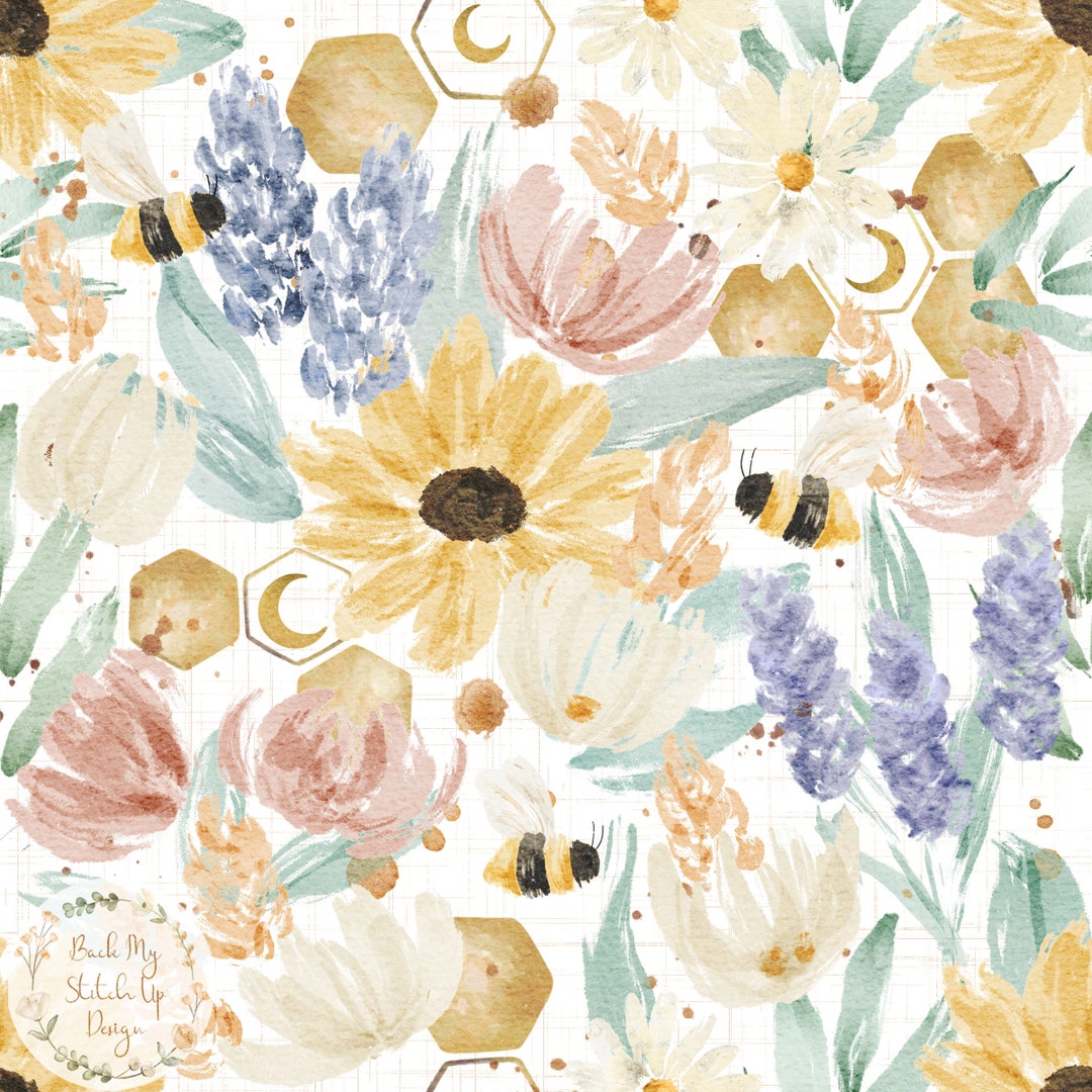 Watercolour Floral Fabric Design, Spring Summer Flowers Seamless ...