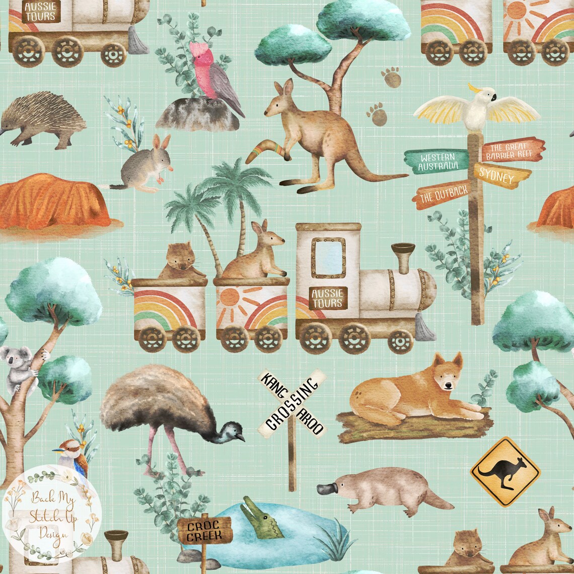 Australiana Seamless Pattern Australian Animal Seamless File - Etsy
