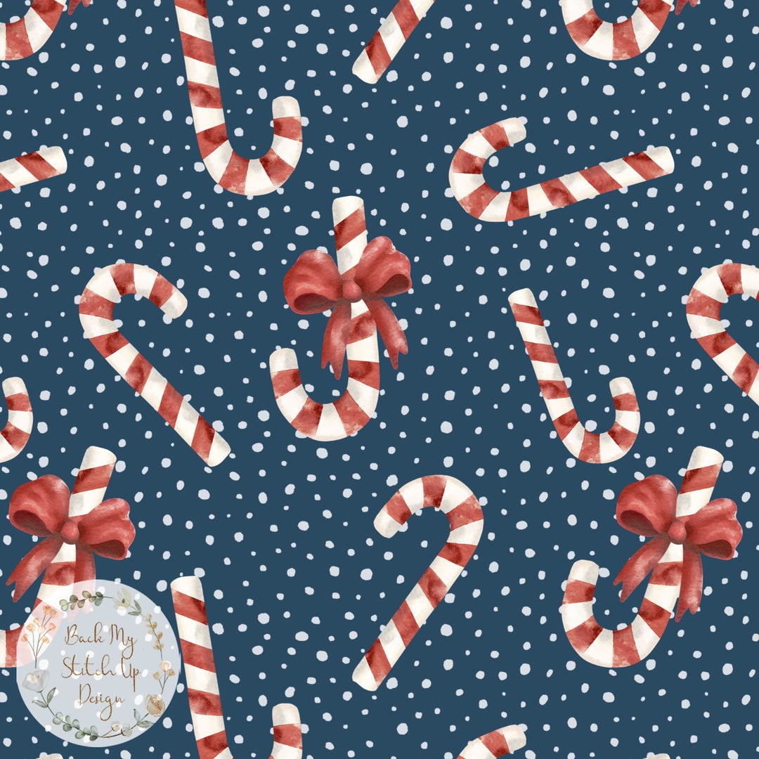 Christmas Candy Cane Fabric Design, Candy Cane Seamless Pattern, Girly ...
