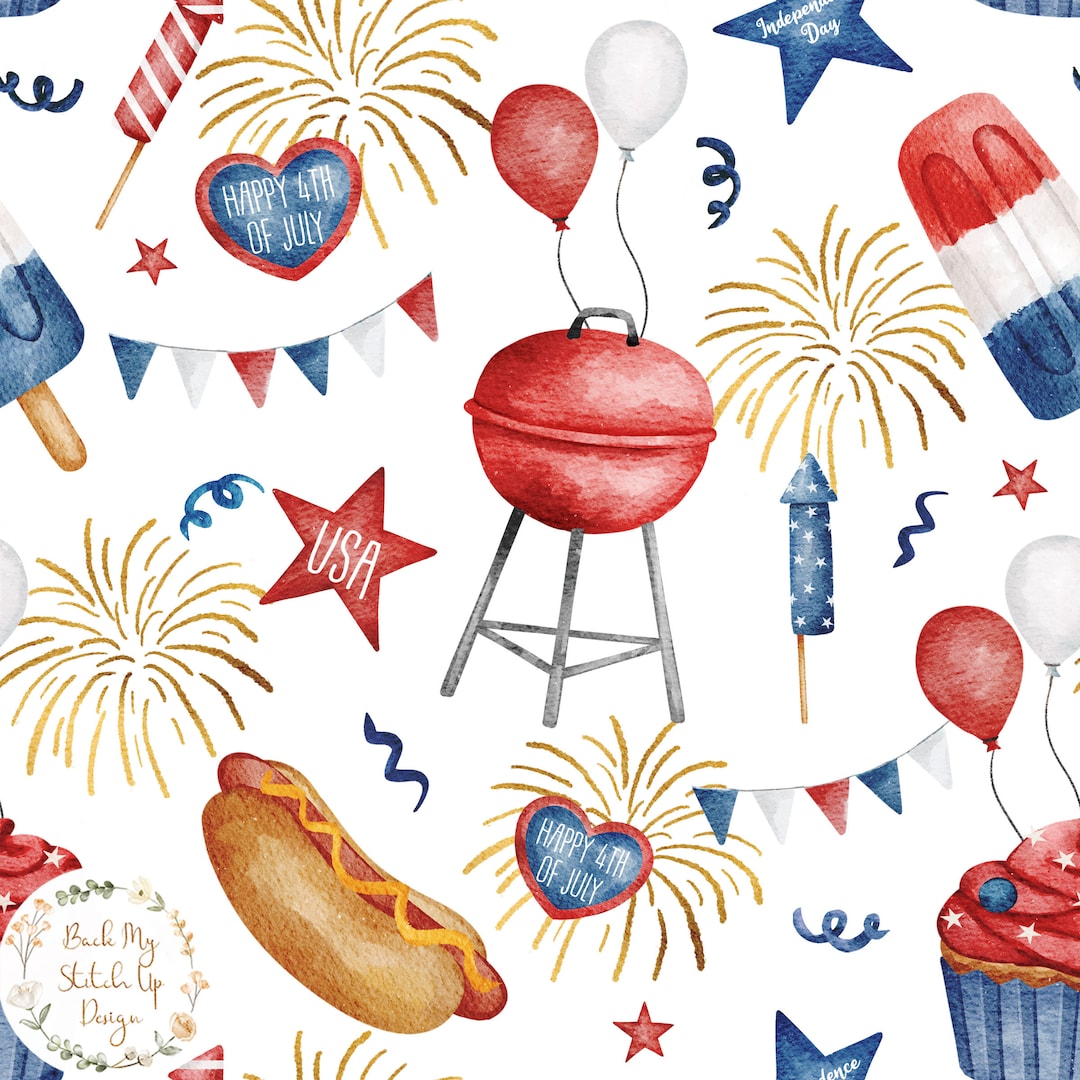 Fourth of July Seamless Design, USA Seamless Pattern, Patriotic ...