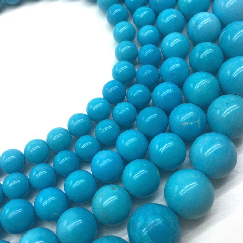 10mm 12mm Sea Blue Magnesite Turquoise Smooth Round Shape Beads 16 ...