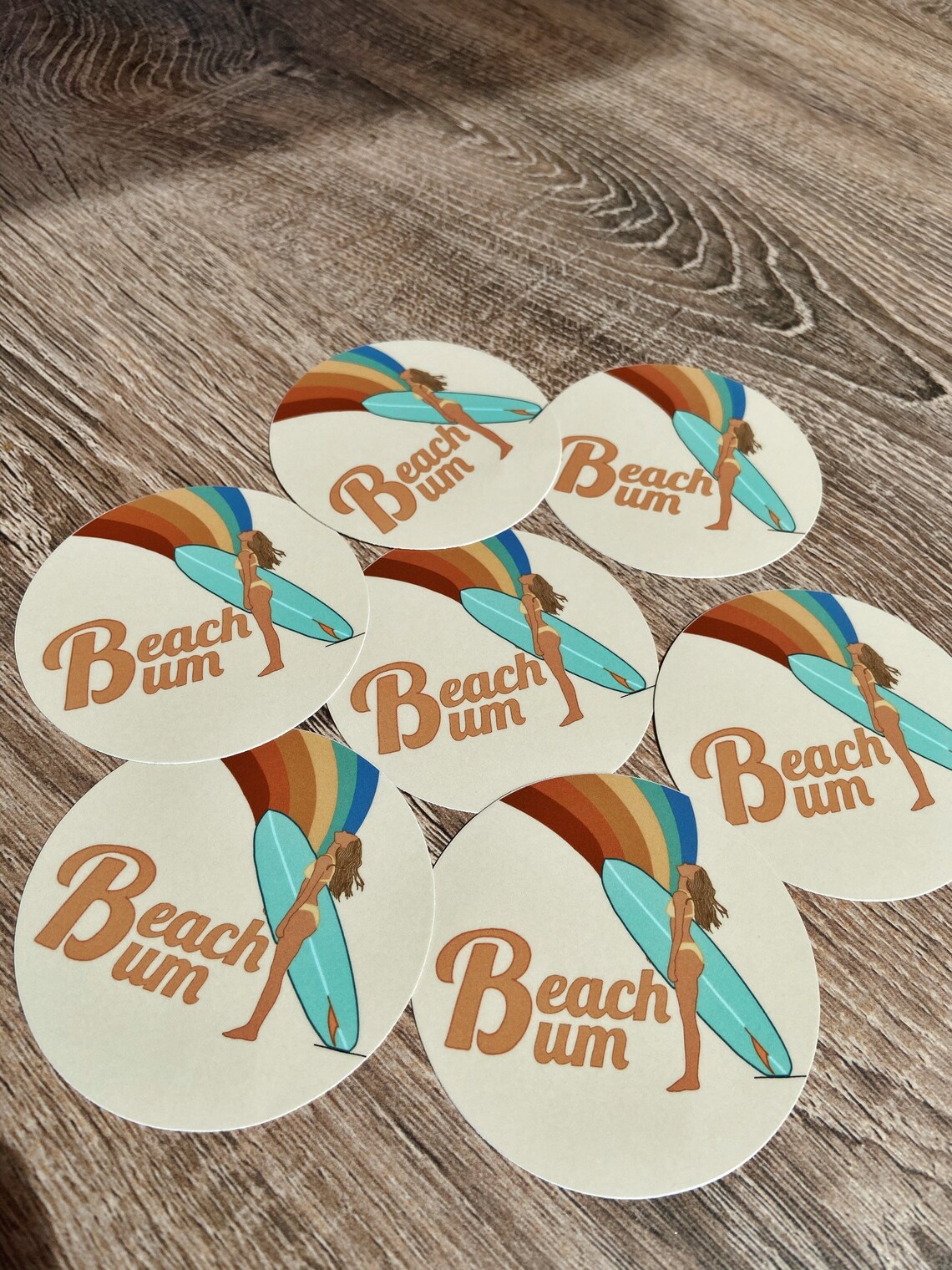 Beach Bum Sticker: Surf Art Sticker 3X3 Inches - Etsy