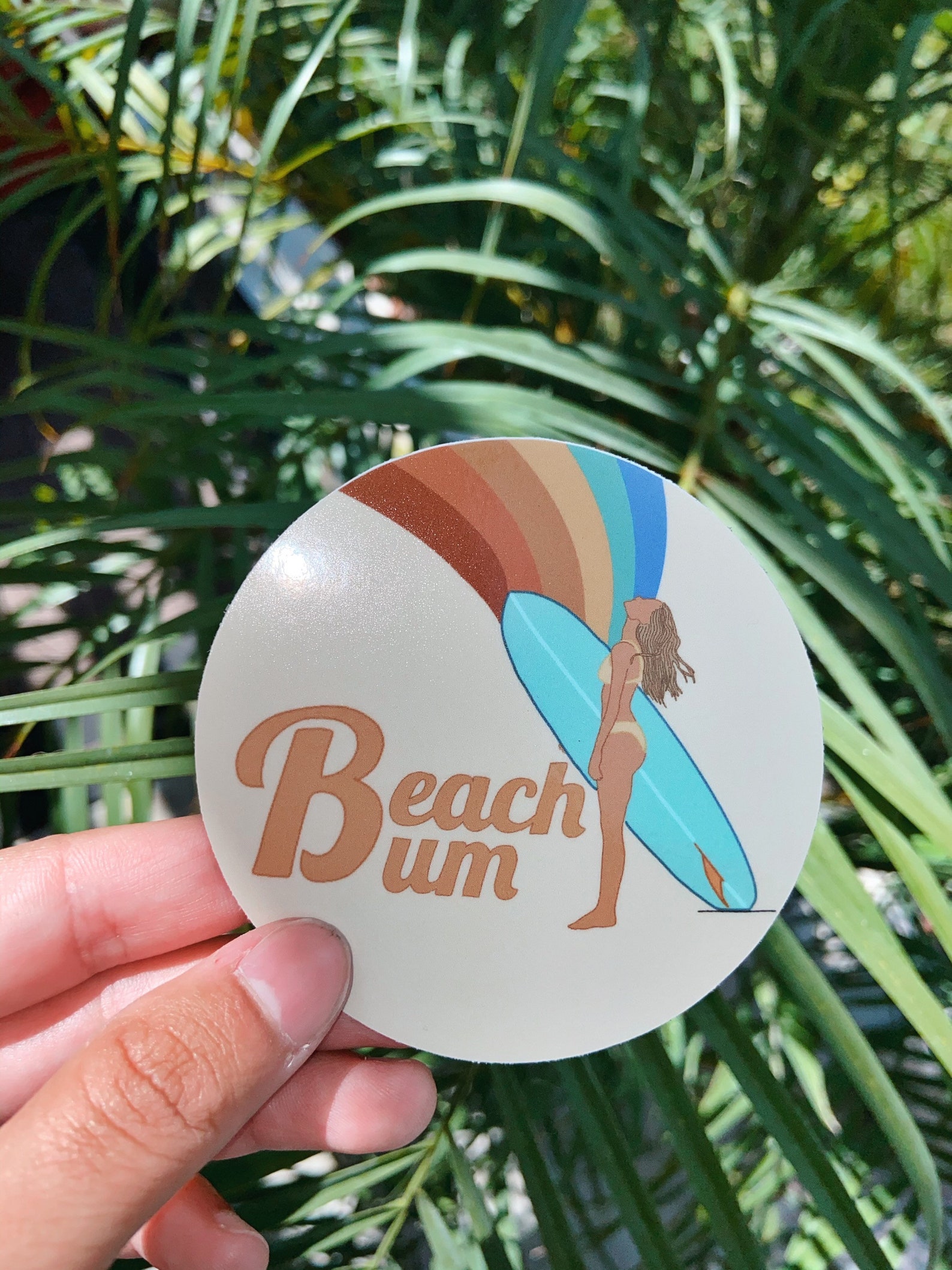 Beach Bum Sticker: Surf Art Sticker 3X3 Inches - Etsy