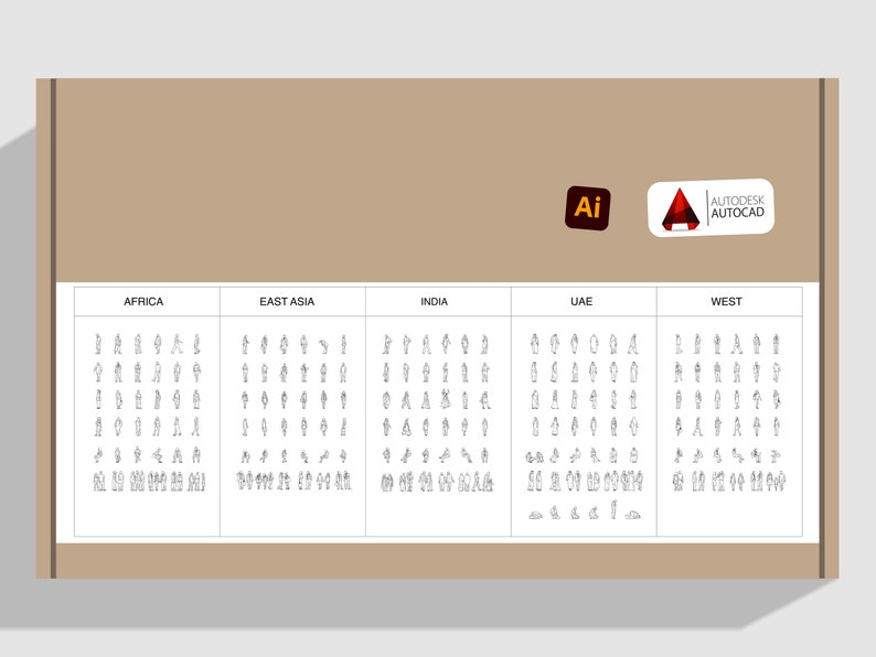 Autocad Blocks of Global People 180 Drawings in DWG & SVG - Etsy
