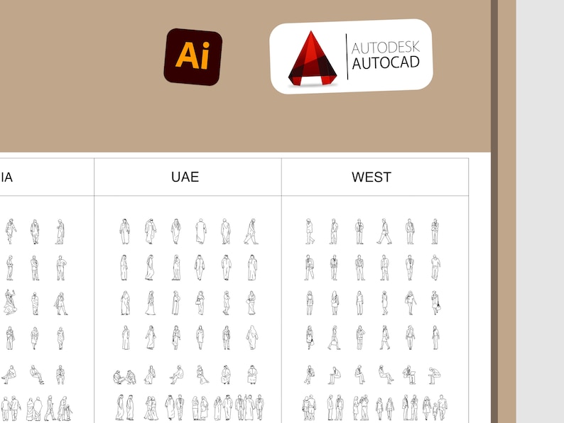 Autocad Blocks of Global People 180 Drawings in DWG & SVG - Etsy