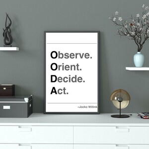 Jocko Willink Poster | “observe. Orient. Decide. Act.” | OODA Loop ...
