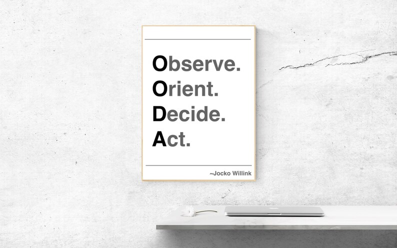 Jocko Willink Poster | “observe. Orient. Decide. Act.” | OODA Loop ...