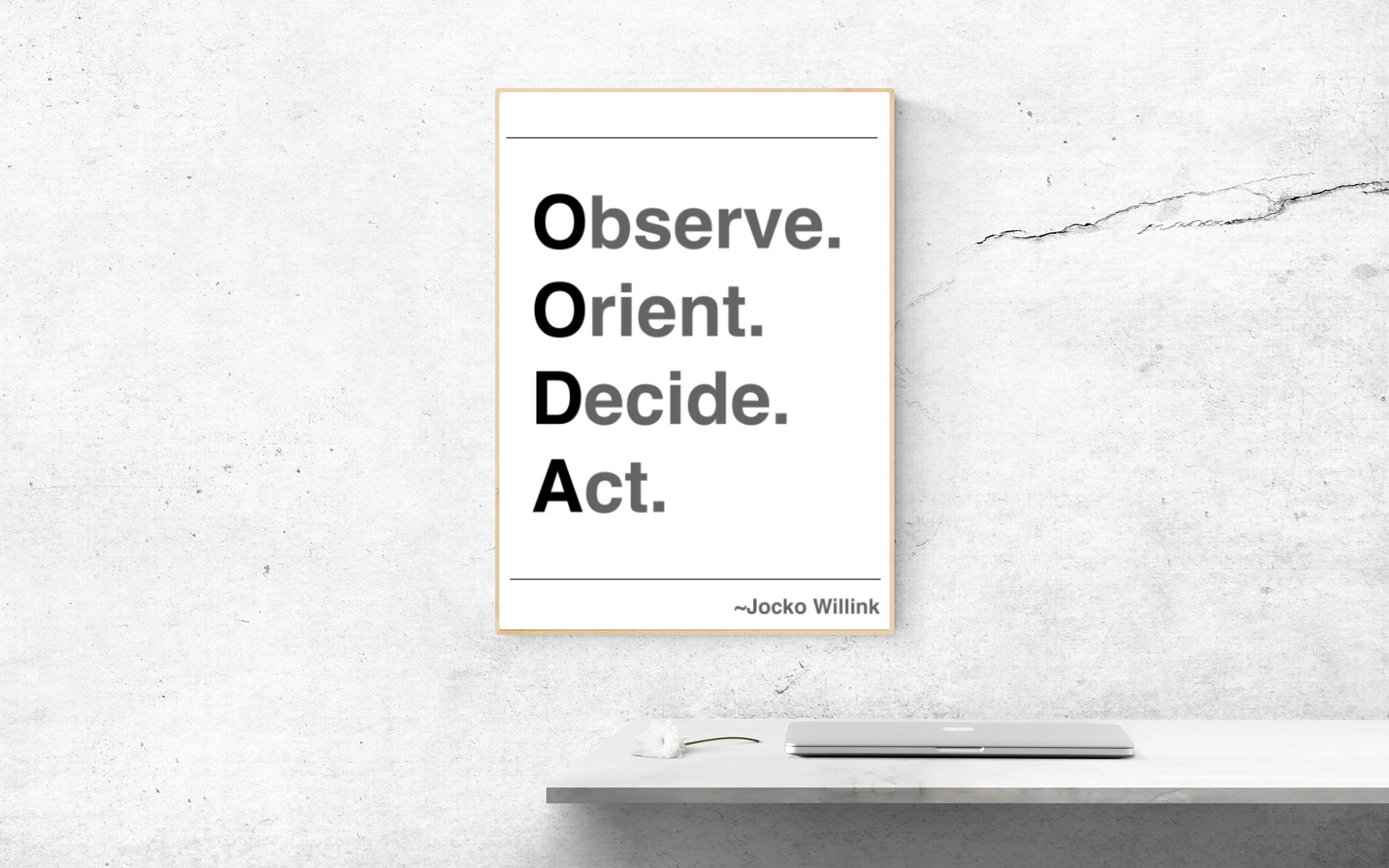 Jocko Willink Poster | “observe. Orient. Decide. Act.” | OODA Loop ...