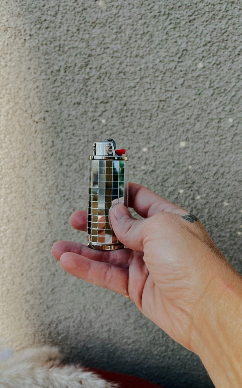 Reusable Glass Mirror Disco Lighter Case BIC J6 Stylish & Durable ...