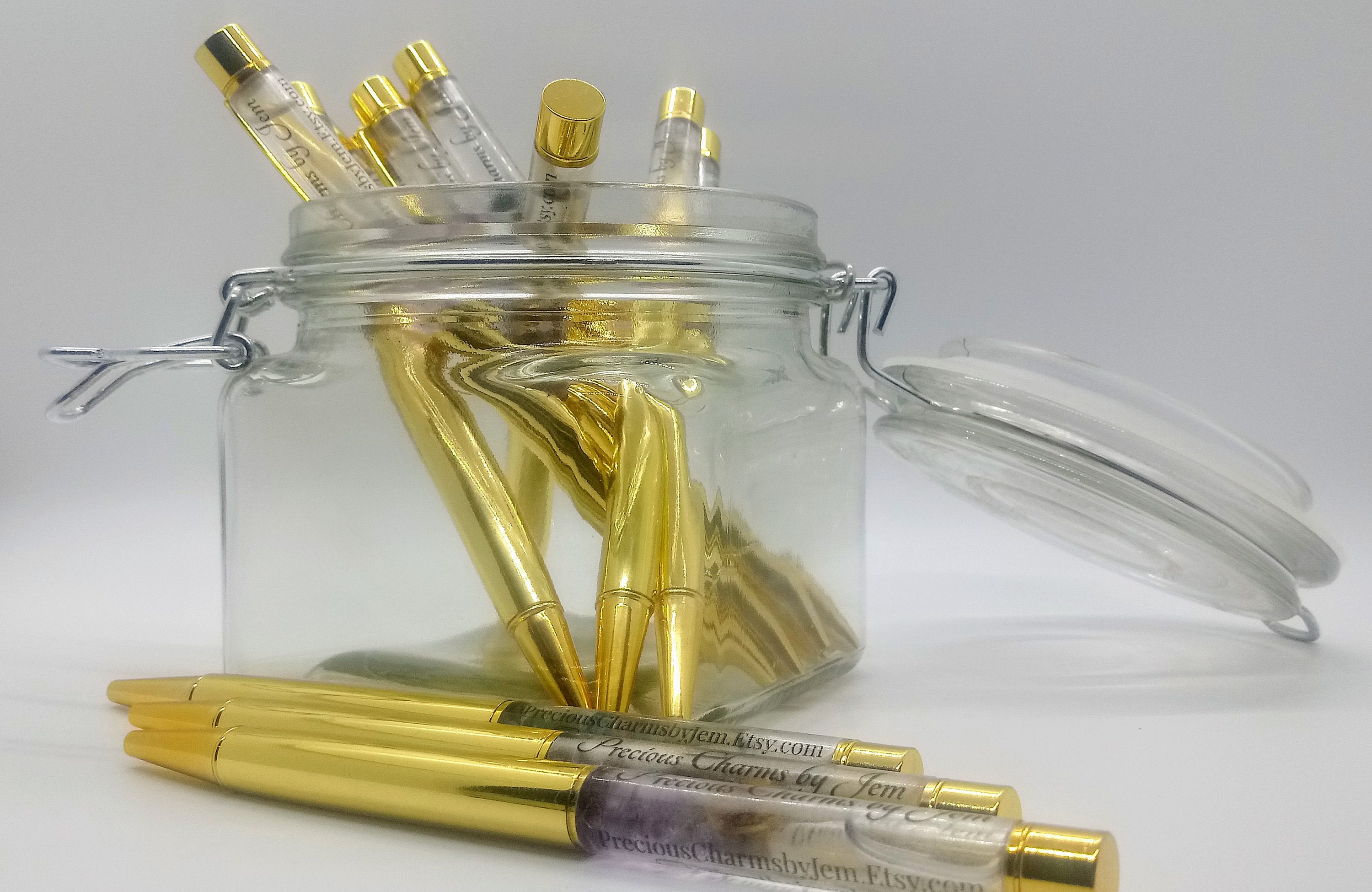 Crystal Ink Pens Gold and Variety of Crystal Options Black | Etsy