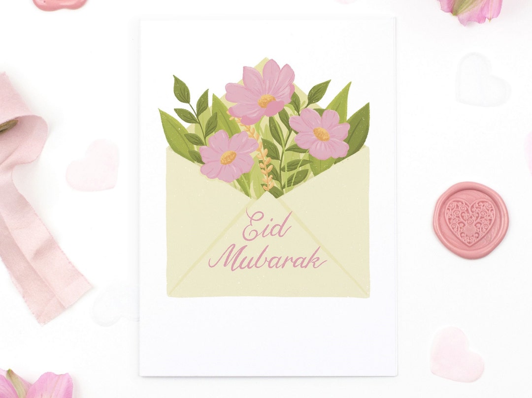 Floral Eid Card Eid Mubarak Card, Islamic Greeting Card, Muslim ...