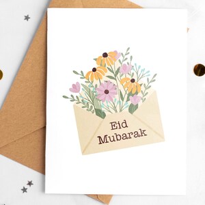 Flowers in Envelope Eid Card Eid Mubarak Card, Eid Gifts, Muslim Gifts ...