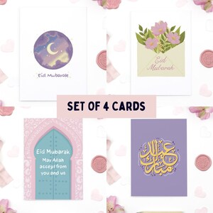 Eid Cards Set of 4 Cute Eid Cards, Festive Eid Cards - Etsy