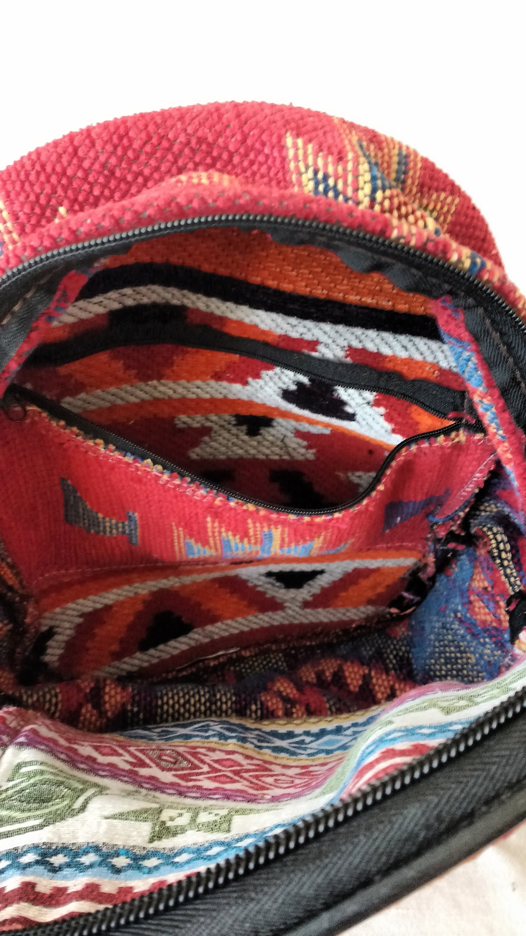 Turkish Kilim Backpack Vibrant Handwoven Kilim Bag Durable Day Bag Dark ...