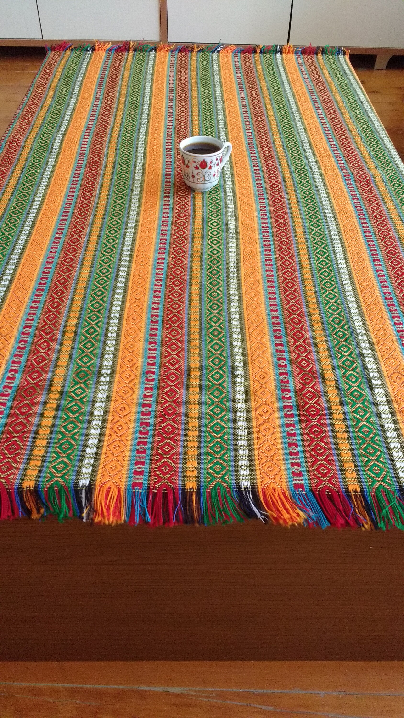 Turkish Table Cloth With Fringe Detail Anatolian Fabric Centrepiece ...