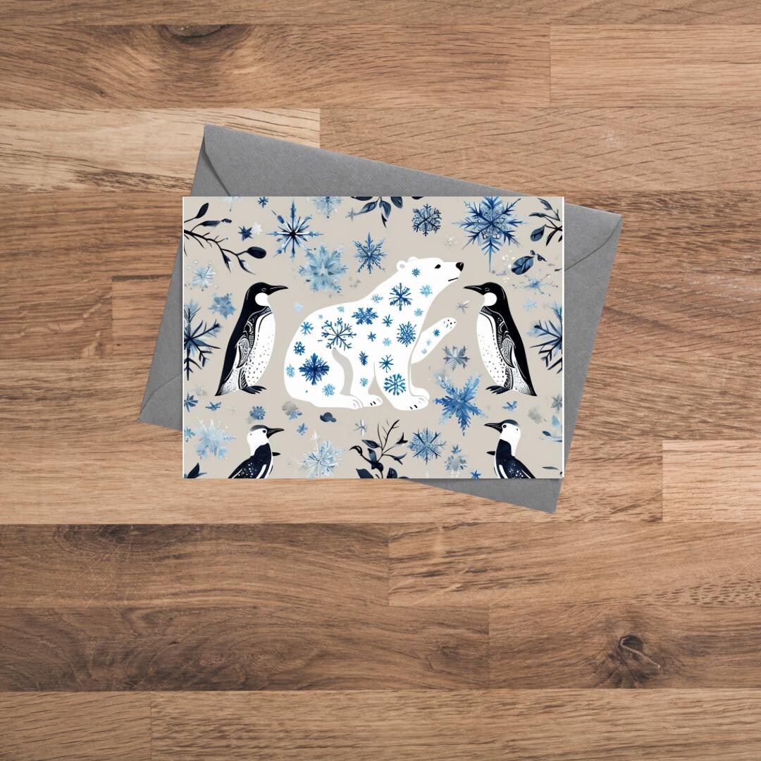 Winter Wonderland Polar Bear Blank Digital Printable Christmas Cards - Etsy