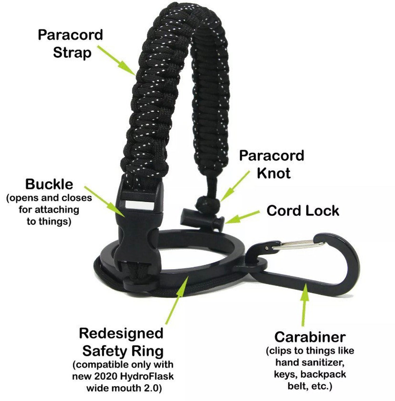 Water Bottle Paracord Handle Strap Wide Mouth Hydro Flask Cup | Etsy