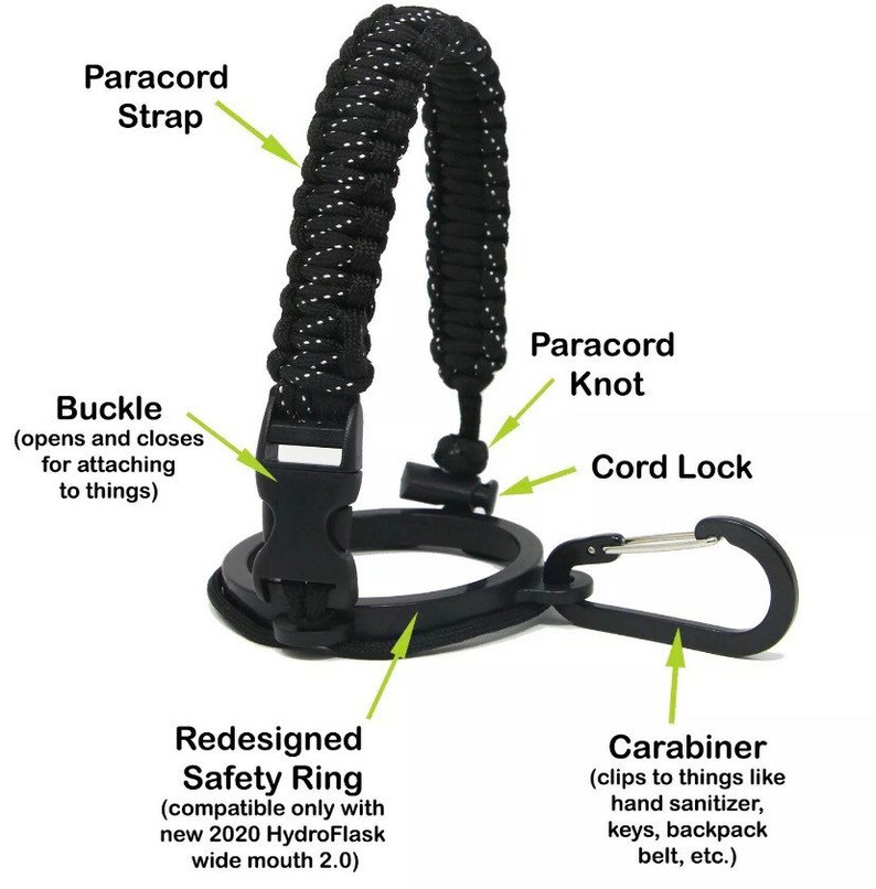 Water Bottle Paracord Handle Strap Wide Mouth Hydro Flask Cup | Etsy