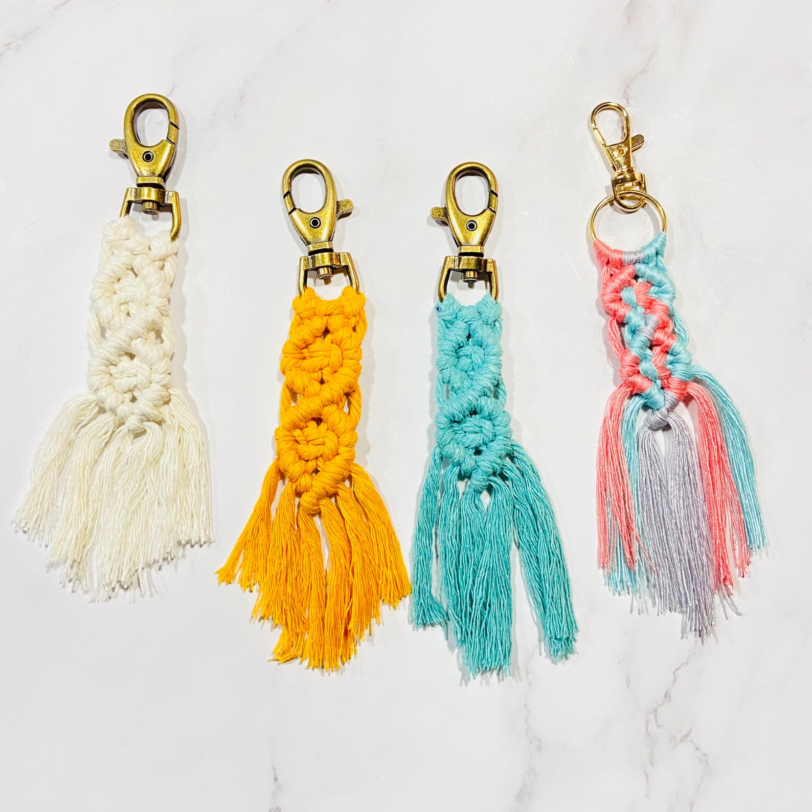 Knotted Macrame Key Chain Women Key Fob Holder Macrame Etsy